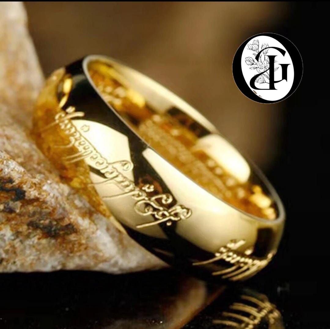 The Lord of the Rings Inspired Ring, Gold, Silver, Black Metal Engraved ...