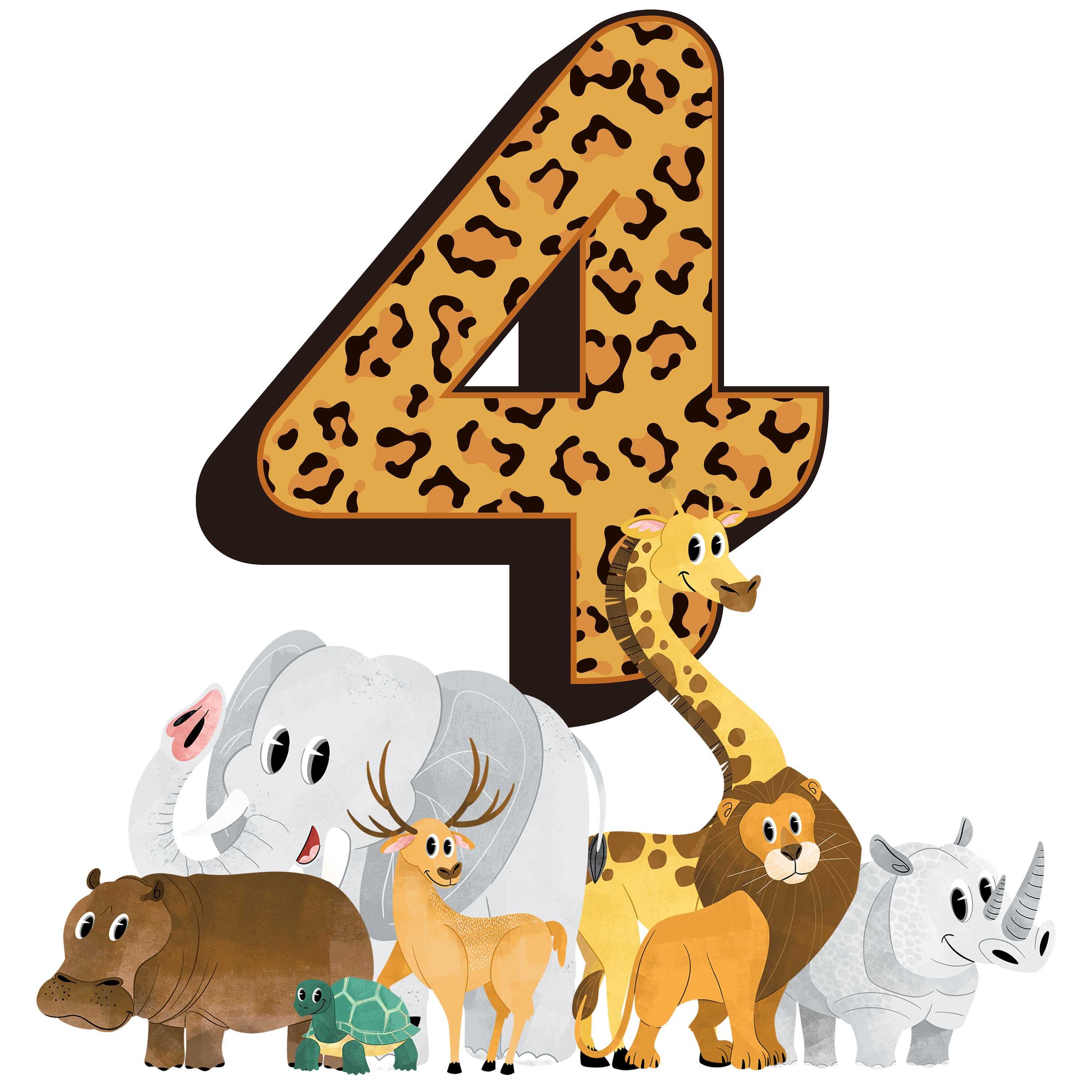 Kids Safari Animals 7th Birthday PNG, Wild Jungle Zoo Animals, Leopard ...