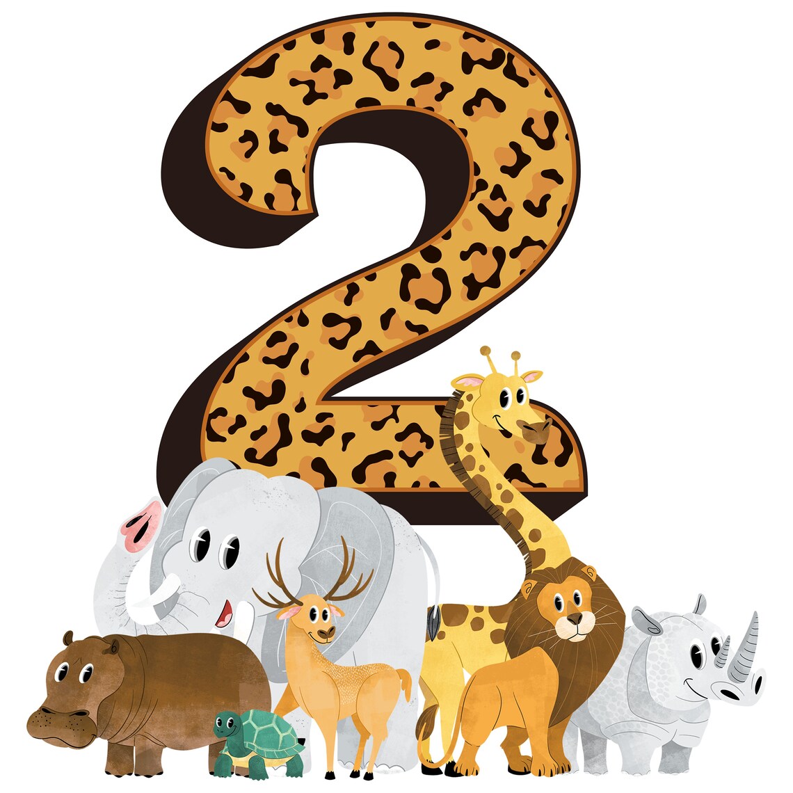 Kids Safari Animals 7th Birthday PNG, Wild Jungle Zoo Animals, Leopard ...