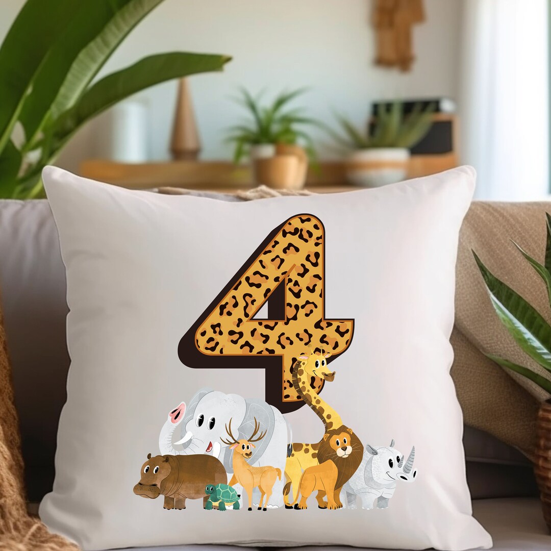 Kids Safari Animals 4th Birthday PNG, Wild Jungle Zoo Animals, Leopard ...