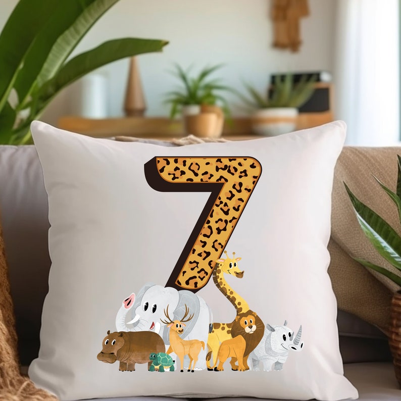Kids Safari Animals 7th Birthday PNG, Wild Jungle Zoo Animals, Leopard ...