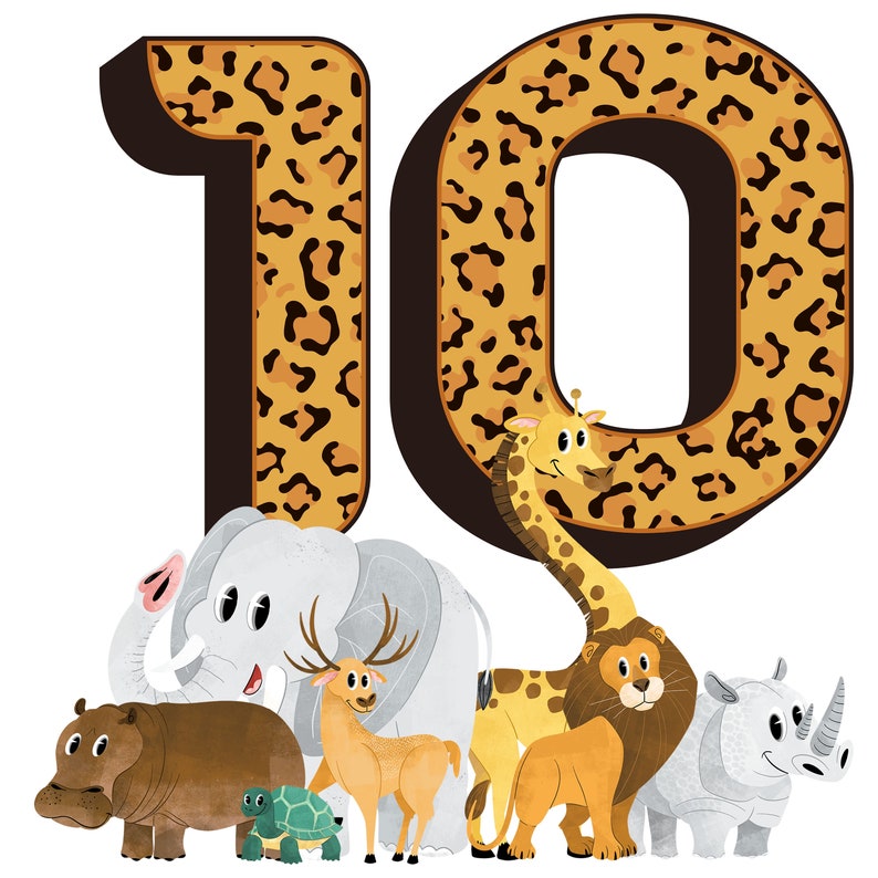Kids Safari Animals 7th Birthday PNG, Wild Jungle Zoo Animals, Leopard ...