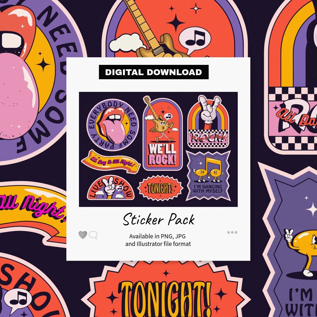 Retro Rock N Roll Designs, Shirt Designs, Mug Designs, Sticker Designs ...