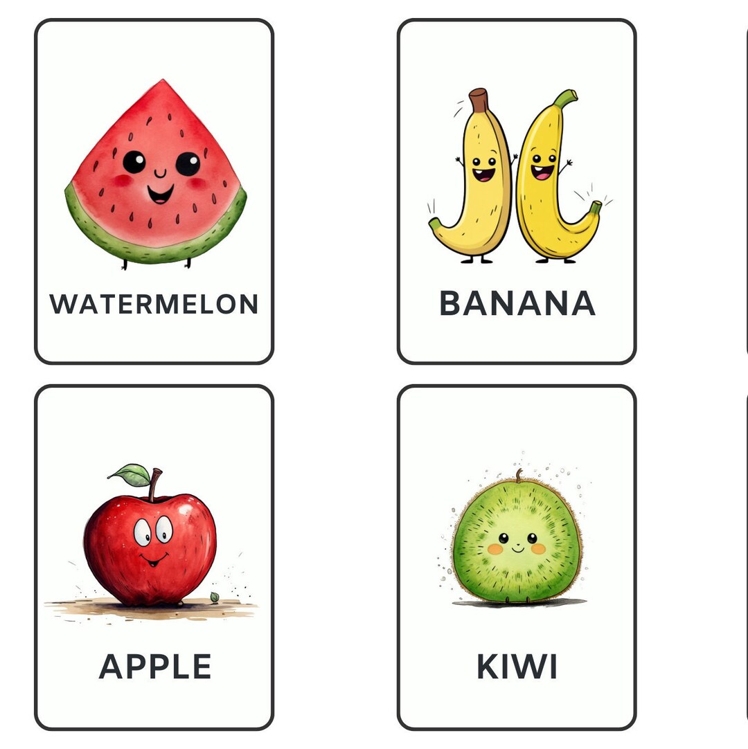 Fruits Flash Cards，printable Flash Cards, Kids Flash Card, Learning ...