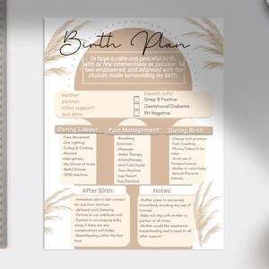 Neutral natural Birth Plan Template Digital Download Print Ready - Etsy UK