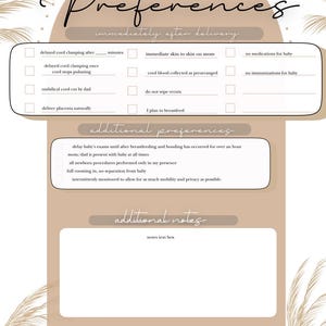 Neutral (natural) Birth Plan Template Digital Download Print Ready - Etsy
