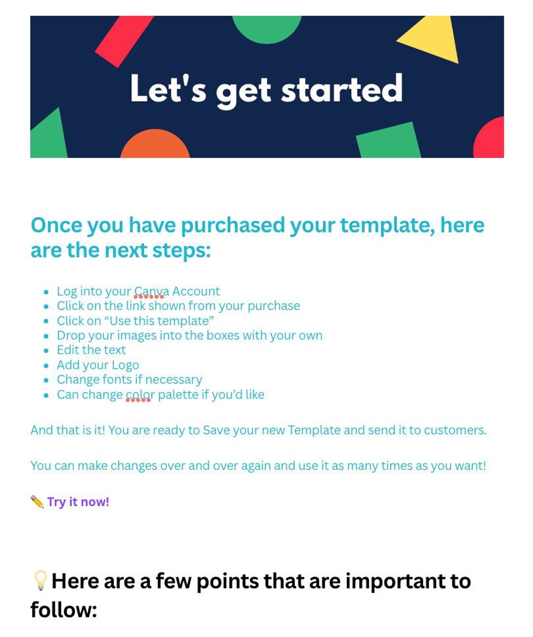Canva Instructions Template After Purchase Digital Printables - Etsy