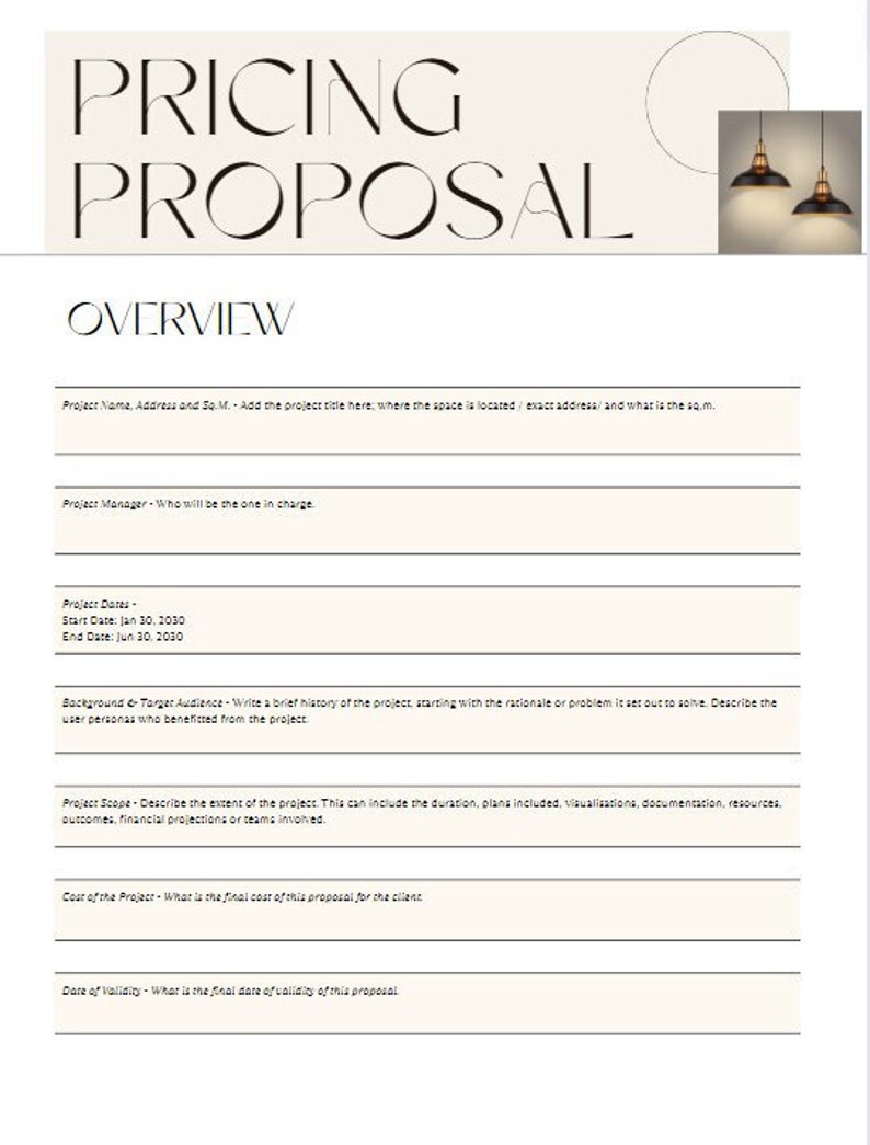 Quotation for Interior Design Services, Client Presentation for Pricing ...