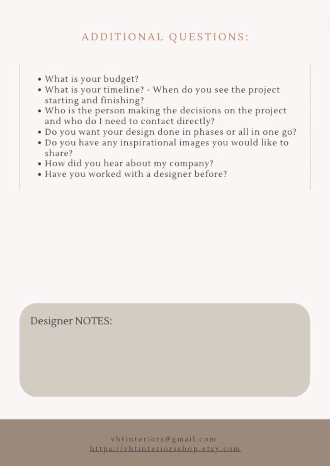 Customisable Luxury Client Questionnaire Interior Design E-design ...