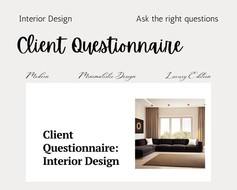 Client Questionnaire Interior Design Options E-design Canva Template ...