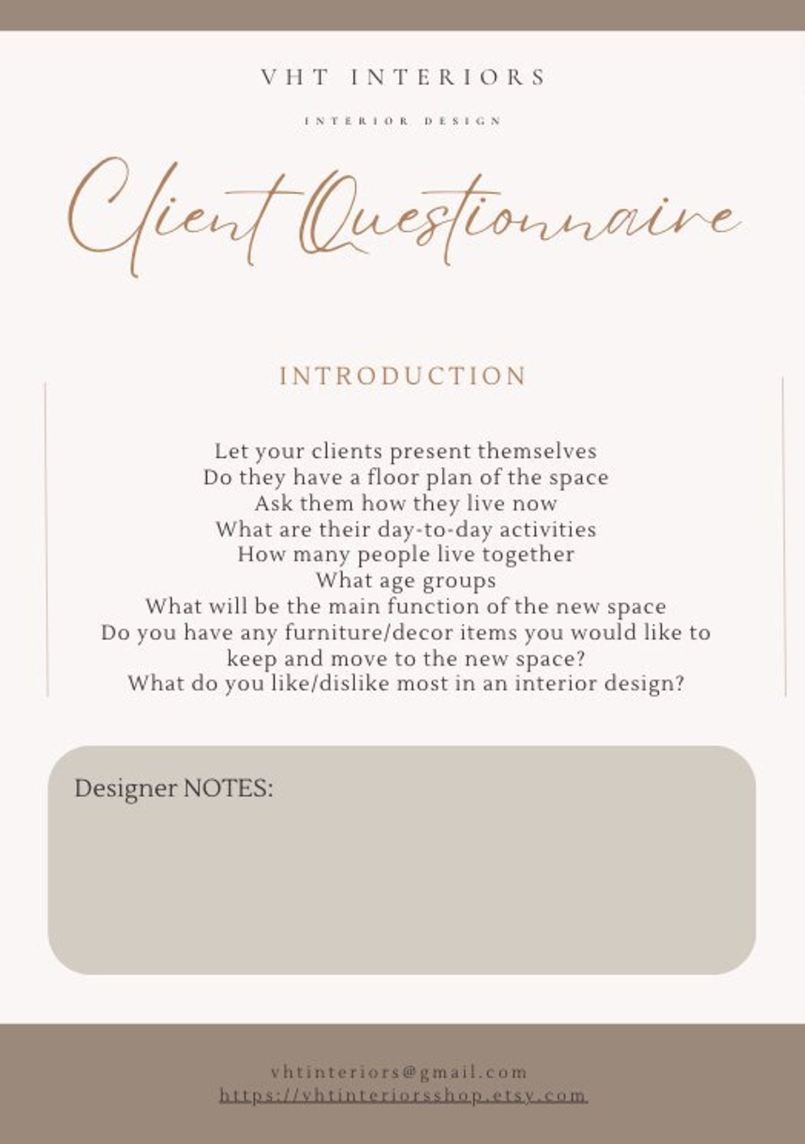 Customisable Luxury Client Questionnaire Interior Design E-design ...