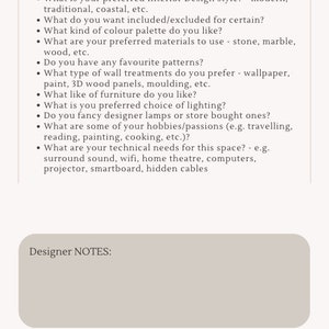 Customisable Luxury Client Questionnaire Interior Design E-design ...