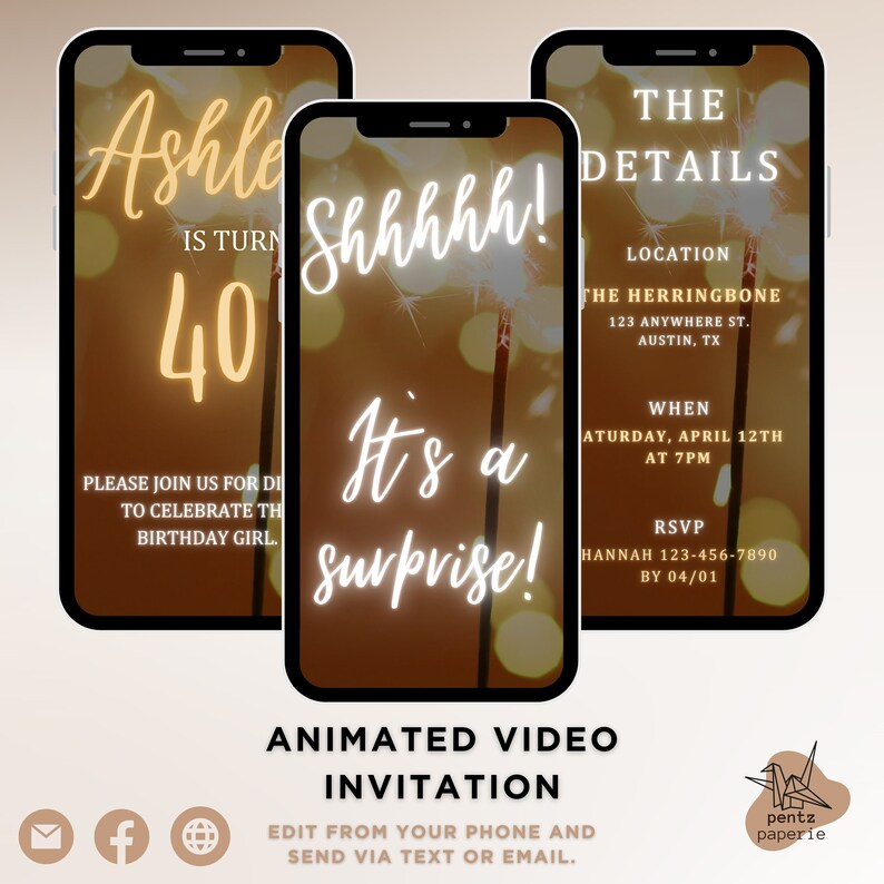Animated Video Surprise Party Invitation Template Digital Surprise ...