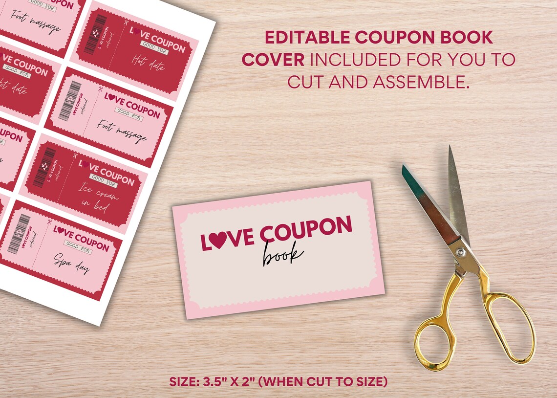 Love Coupon Printable Editable Love Coupon Book Valentines Day Gift ...