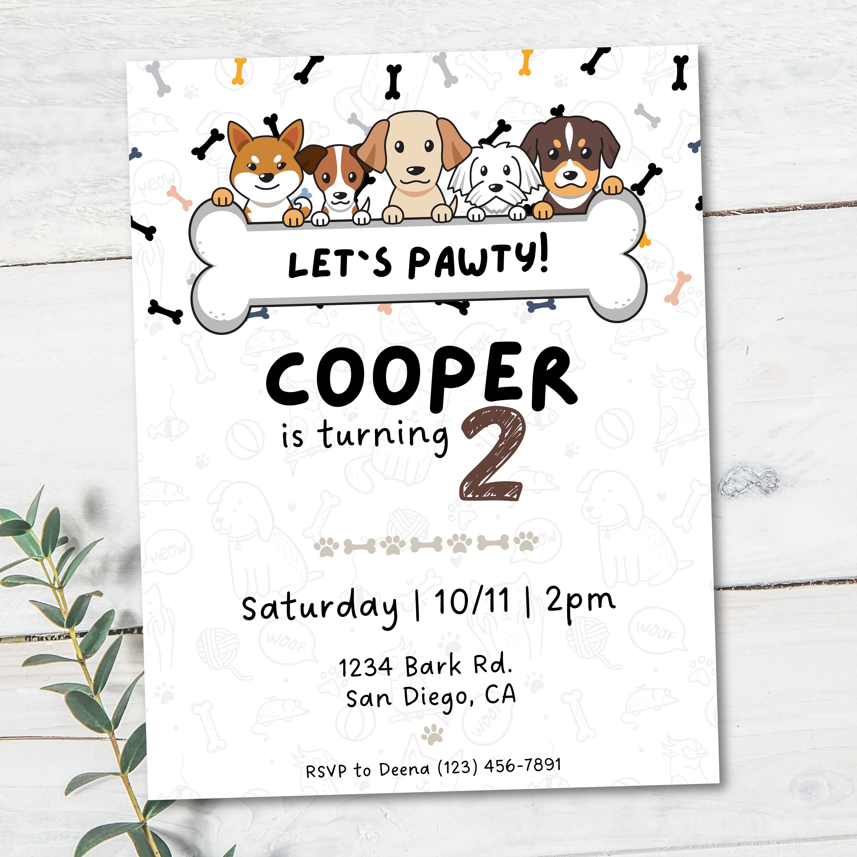 Puppy Party Invitation Template Puppy Themed Party Editable Invitation ...