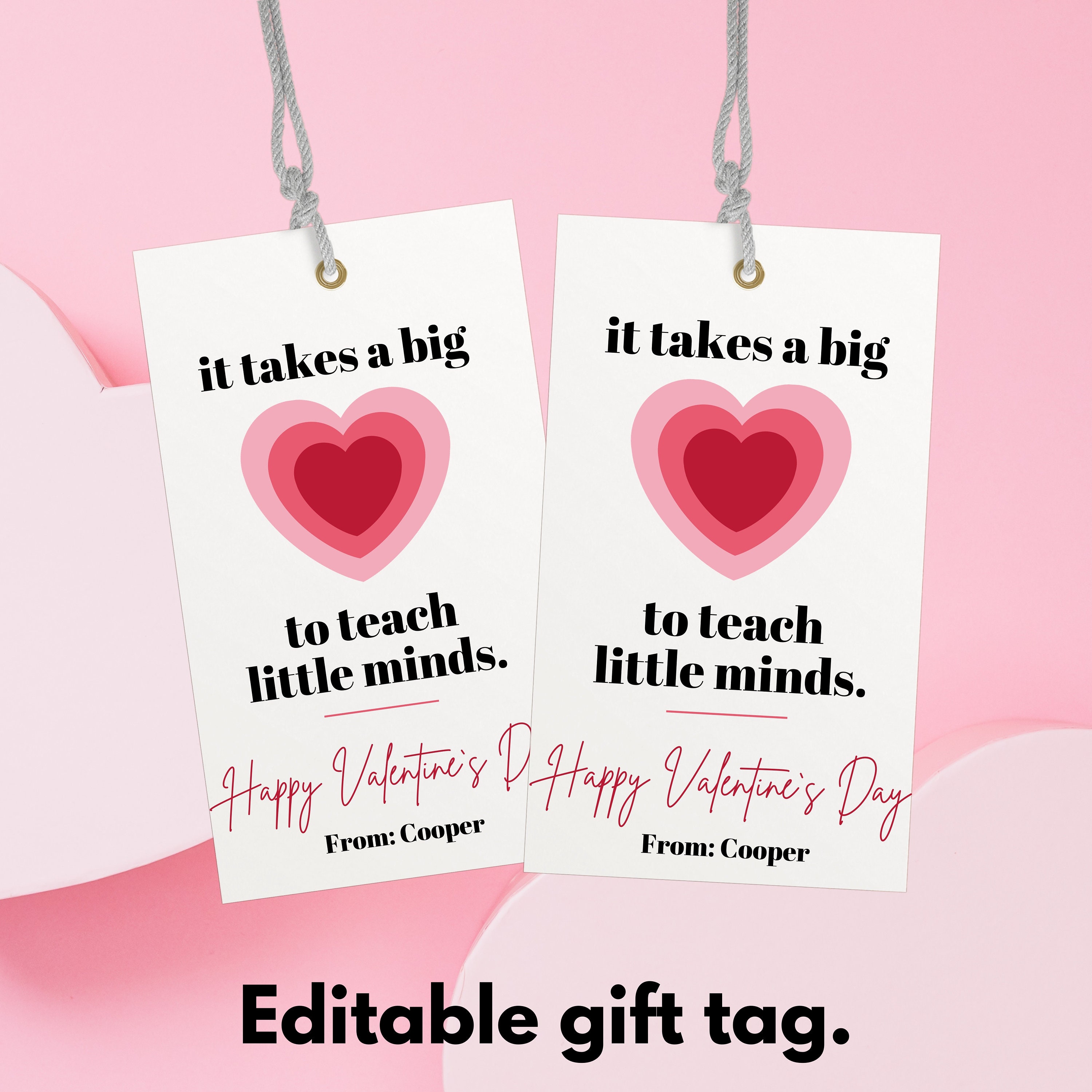 Valentines Day Tag Printable| Editable Valentines Day Tag | Valentines ...