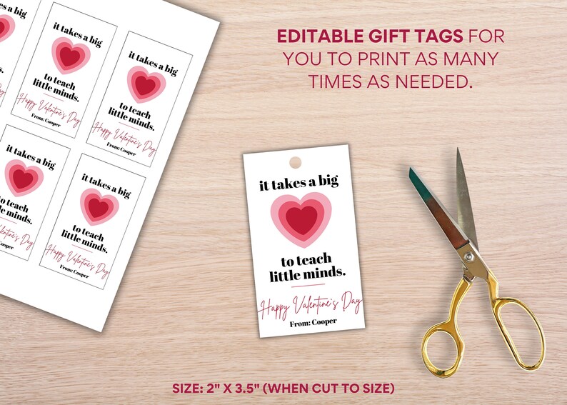 Valentines Day Tag Printable| Editable Valentines Day Tag | Valentines ...