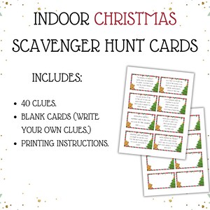 Christmas Scavenger Hunt Cards | Holiday Party Games | Indoor Scavenger Hunt | Indoor Christmas ...