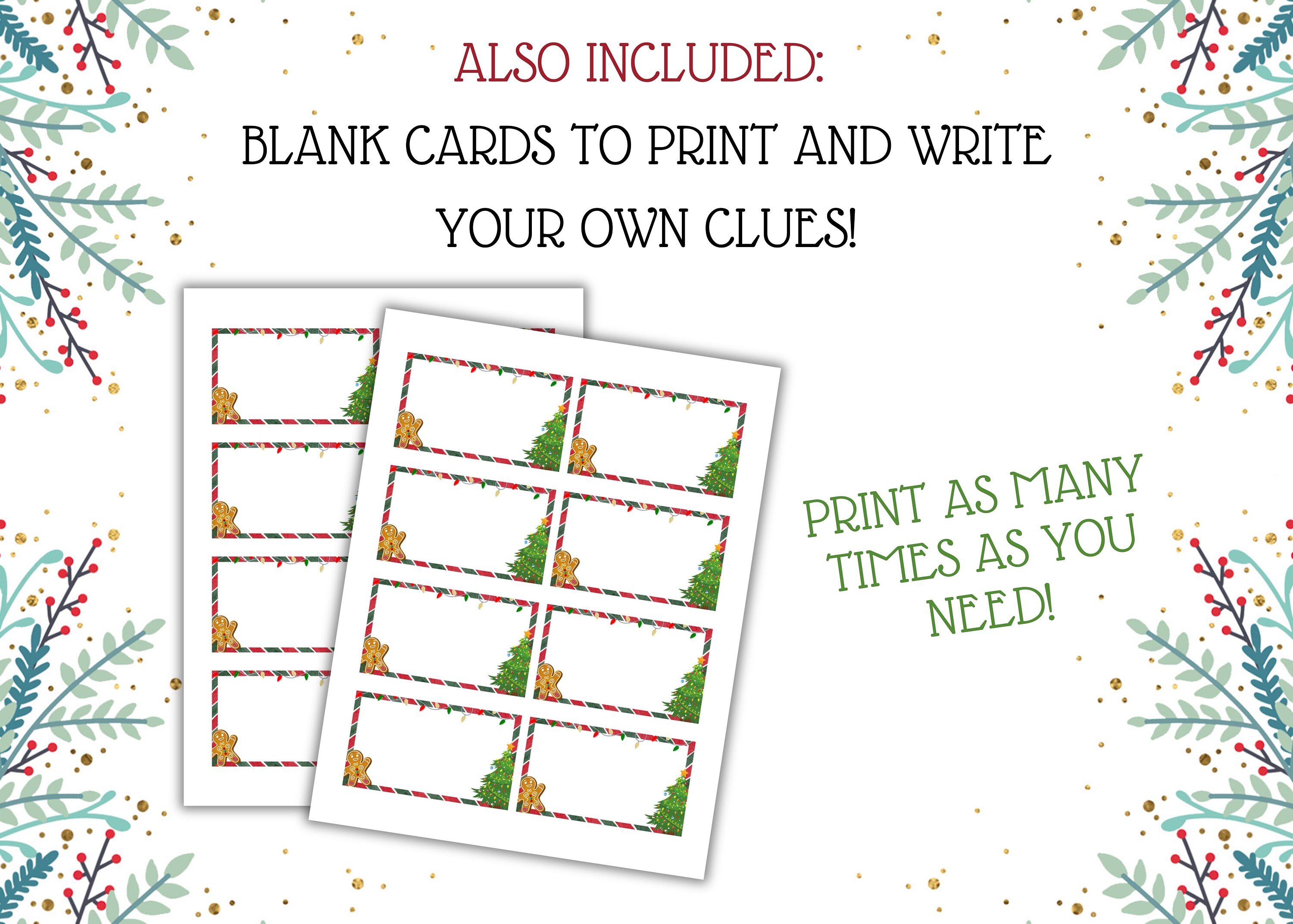 Christmas Scavenger Hunt Cards | Holiday Party Games | Indoor Scavenger ...