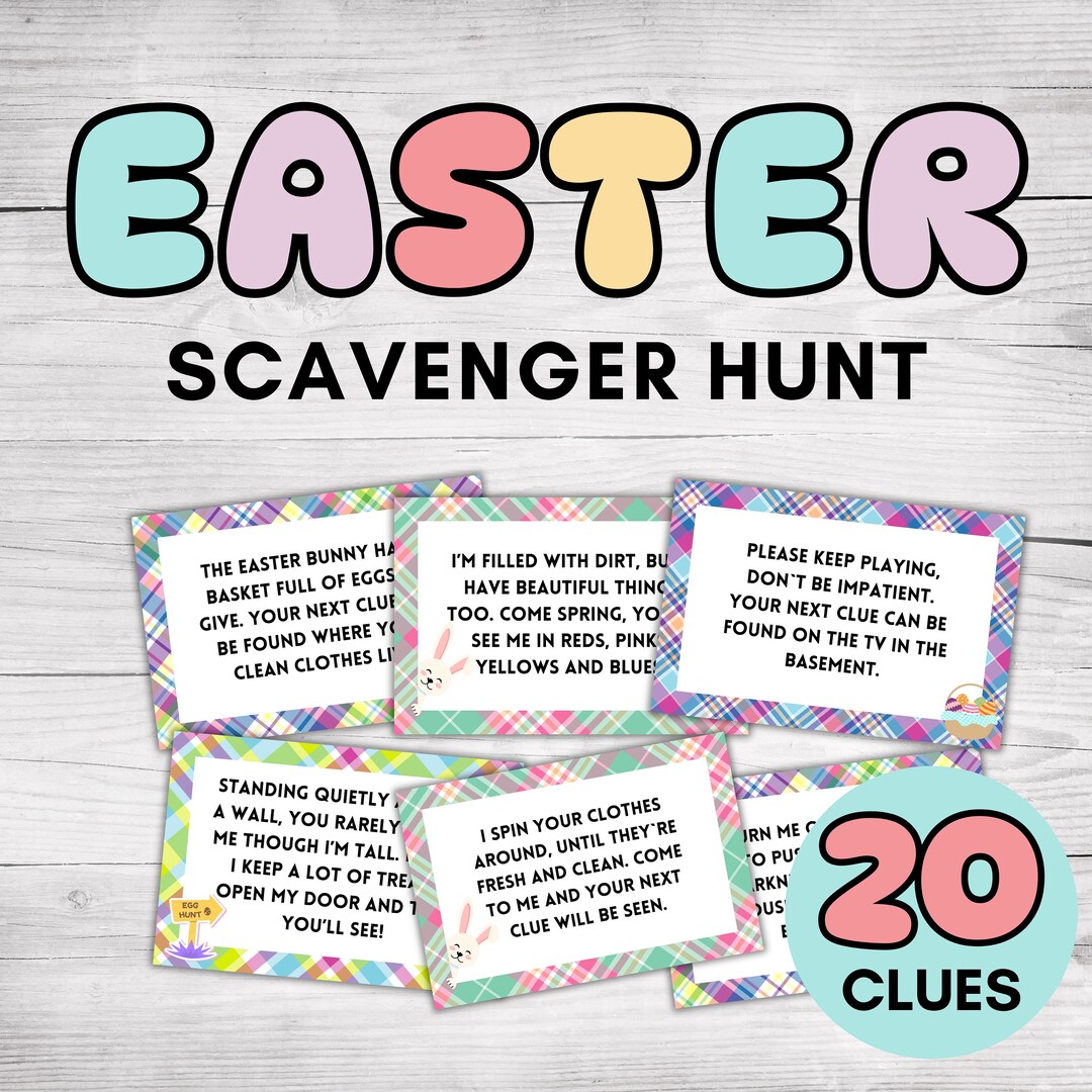 Easter Scavenger Hunt Cards | Holiday Party Games | Indoor Scavenger ...