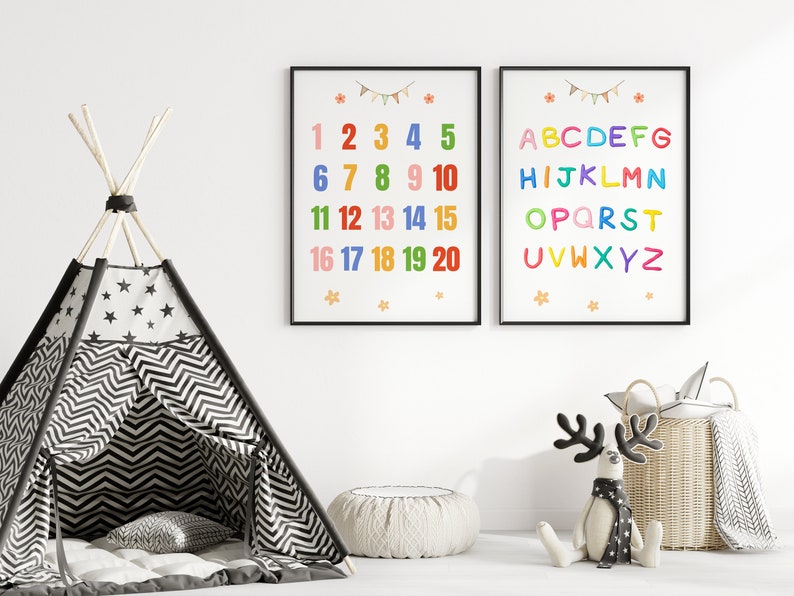 Alphabet and Number Posters for Kids Bedroom/playroom/classroom ...