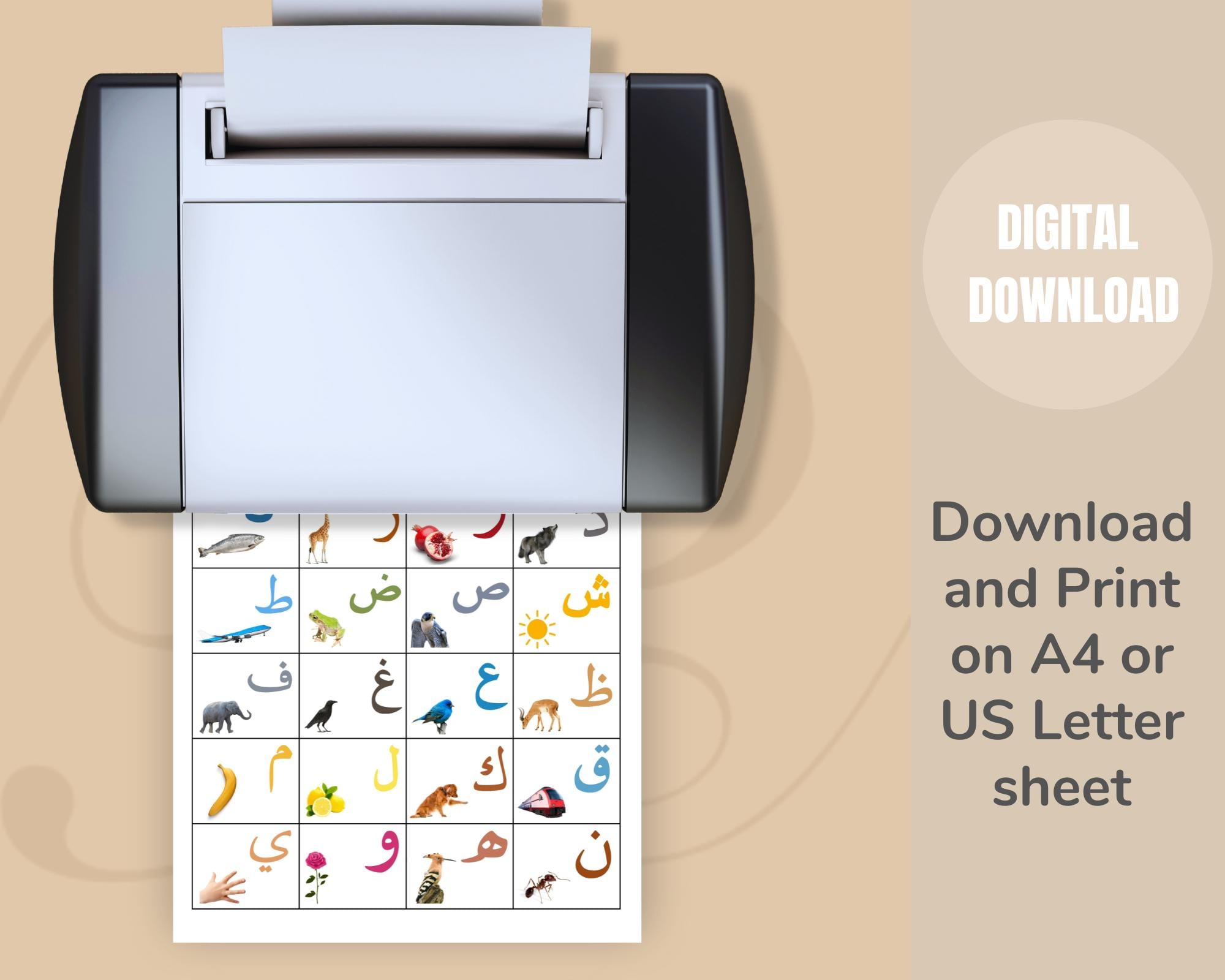 Arabic Alphabet Educational Poster for Kids, Arabic Letters Digital ...