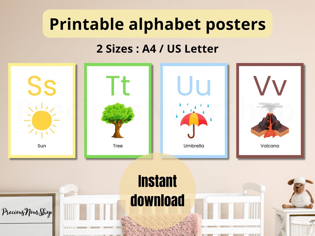 Printable Alphabet Posters, Educational Wall Decor for Kids Room ...