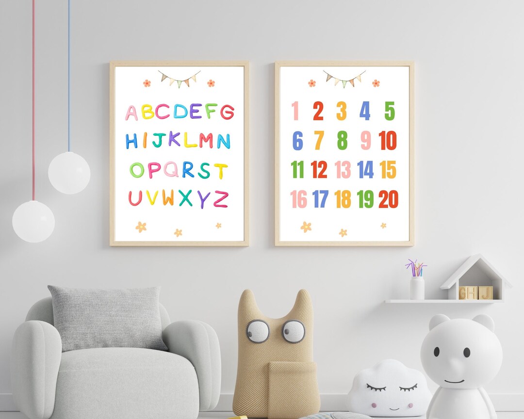 Alphabet and Number Posters for Kids Bedroom/playroom/classroom ...