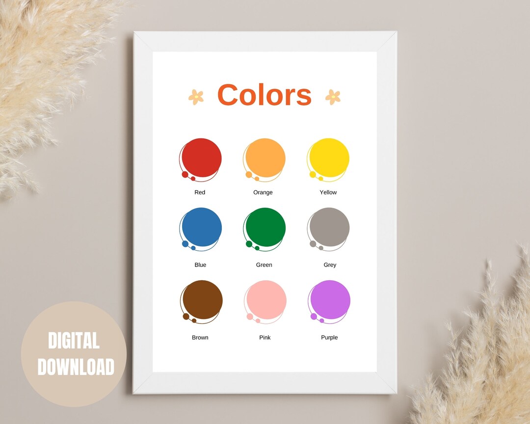 Children's Color Educational Poster, Printable Wall Art, PDF Instant ...