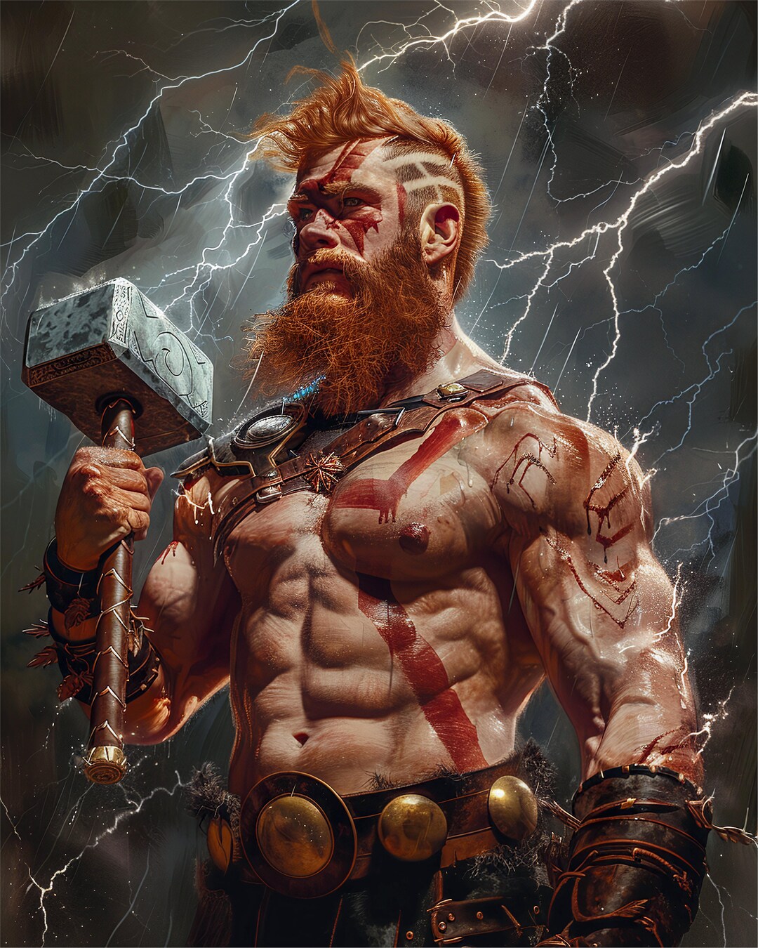 Thor Oil Painting Digital Download Ai-generated Portrait of Norse God ...