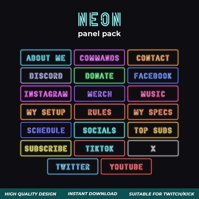 Twitch Panels Neon Panels Minimal Stream Panels Twitch Stream Panels ...