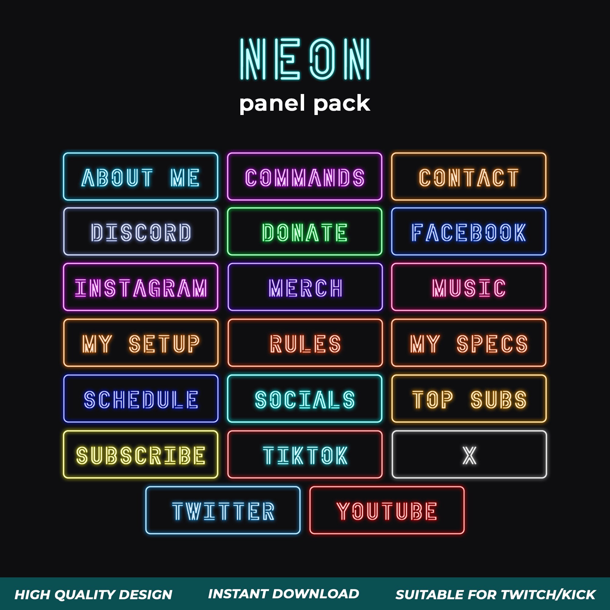 Twitch Panels Neon Panels Minimal Stream Panels Twitch Stream Panels ...