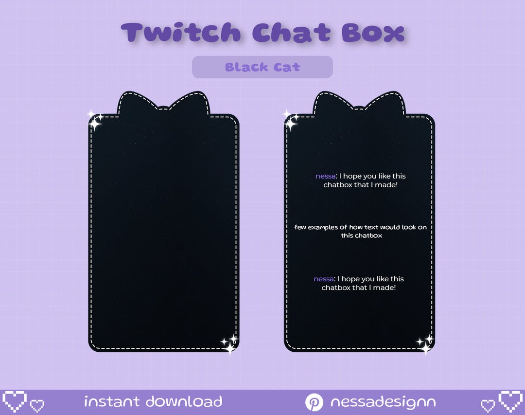 Cute Cat Chatbox, Black Cat, Twitch Chatbox, Cute Overlay - Etsy