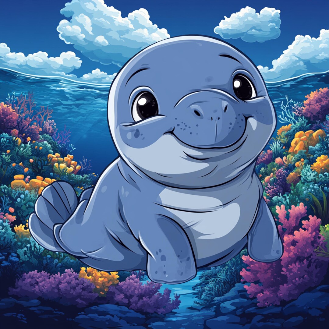 Cute Baby Manatee Vinyl Sticker - Etsy