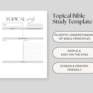 Topical Bible Study Template, Bible Study Guide for Beginners, Digital ...