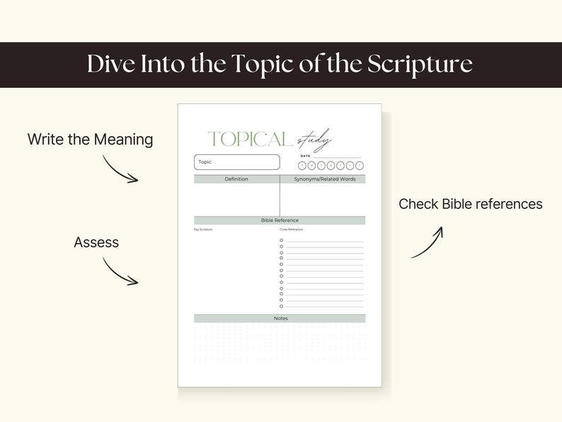 Topical Bible Study Template, Bible Study Guide for Beginners, Digital ...