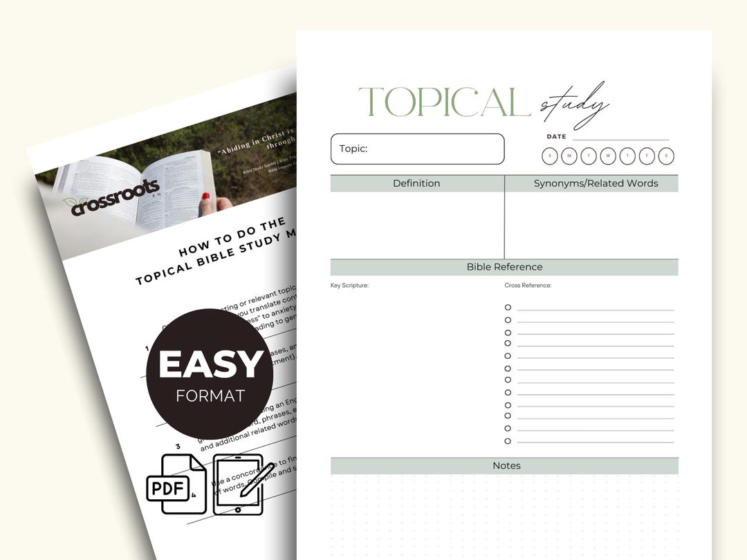 Topical Bible Study Template, Bible Study Guide for Beginners, Digital ...