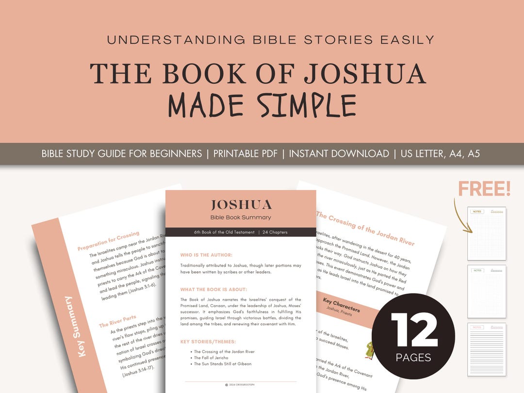 Joshua Bible Study Journal Old Testament Summary Bible Study Guide for ...