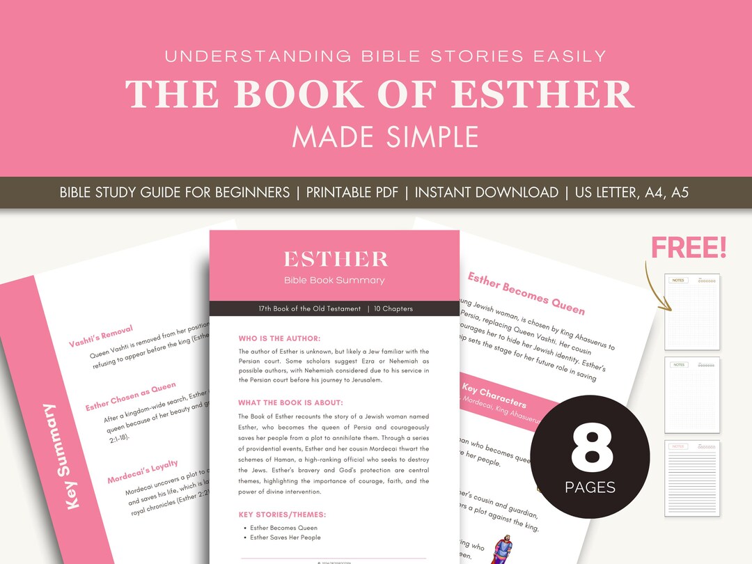 Esther Old Testament Summary Bible Study Guide KJV Bible Study ...