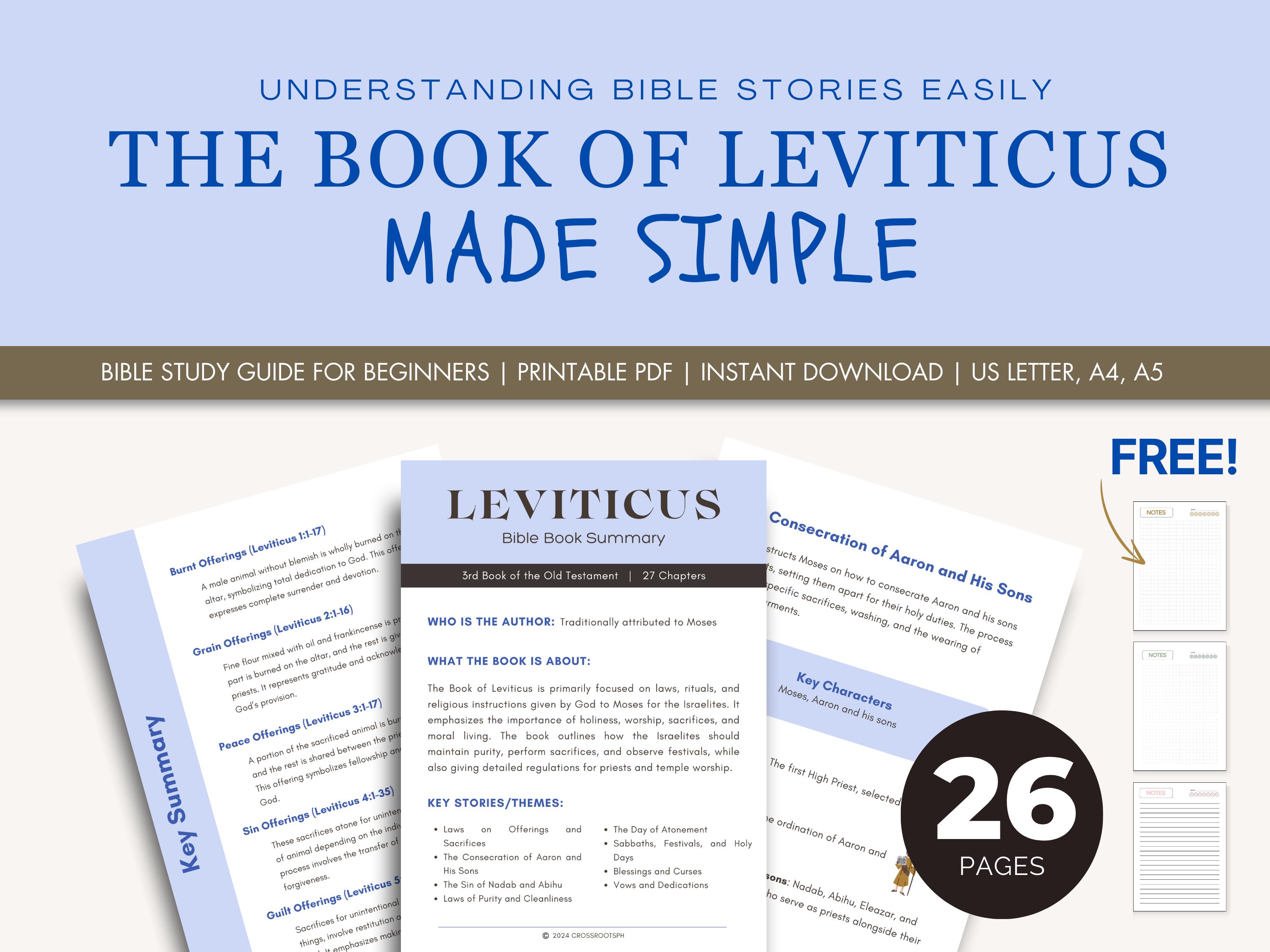 Leviticus Bible Study Journal Old Testament Summary Bible Study Guide ...