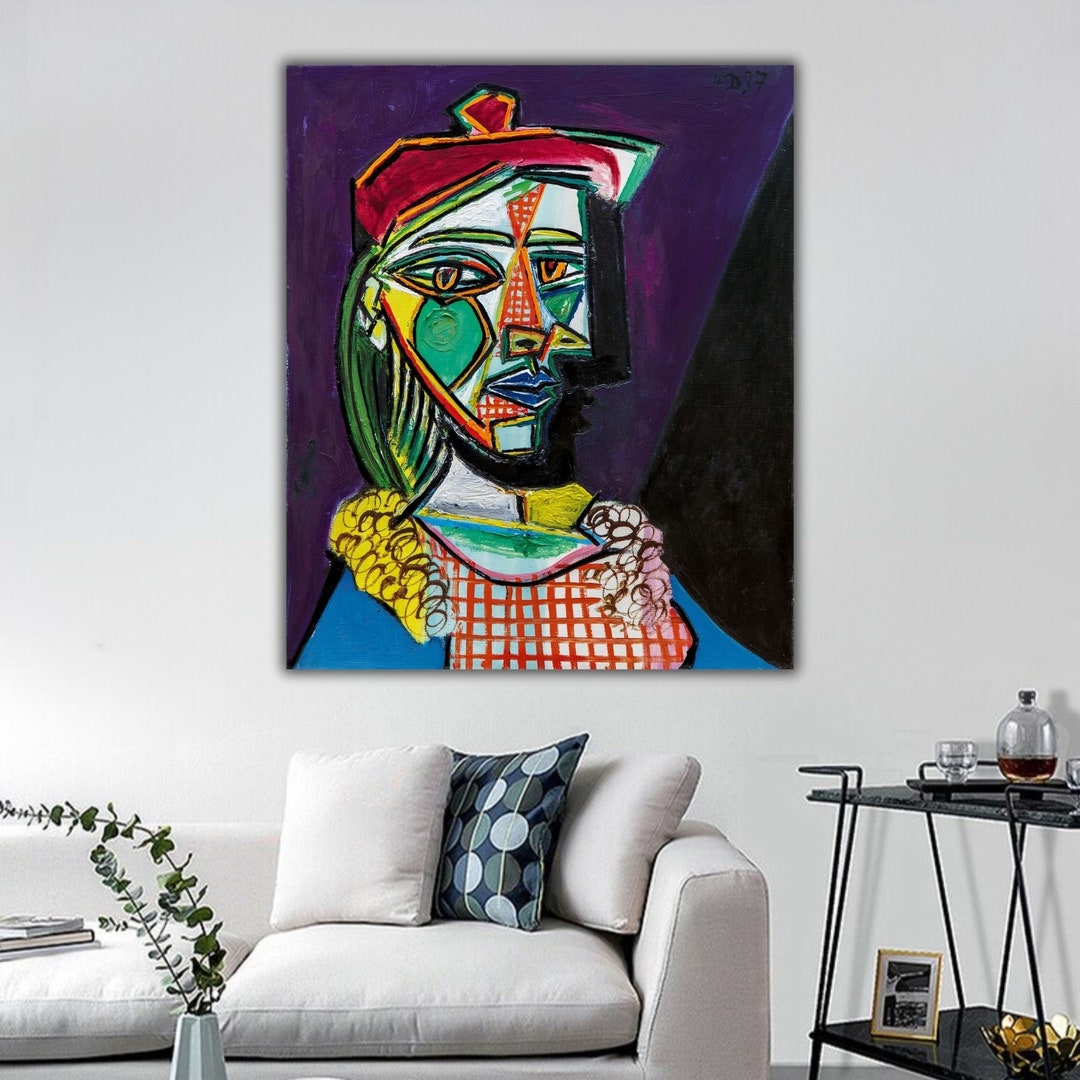 Woman Wearing A Beret and Checkered Dress 1937, Pablo Picasso Poster ...