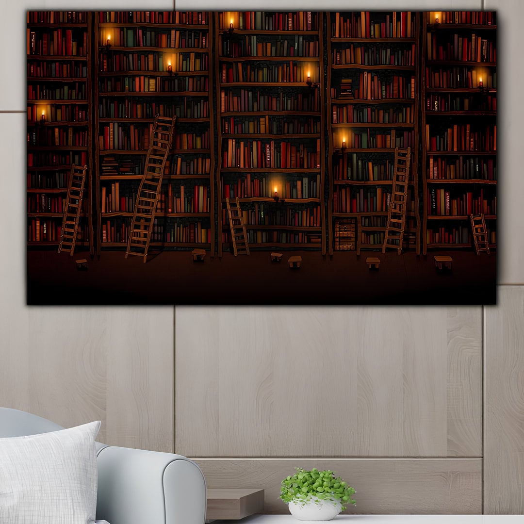 Vintage Library Wall Decor, Library Canvas Wall Art, Library Photo ...