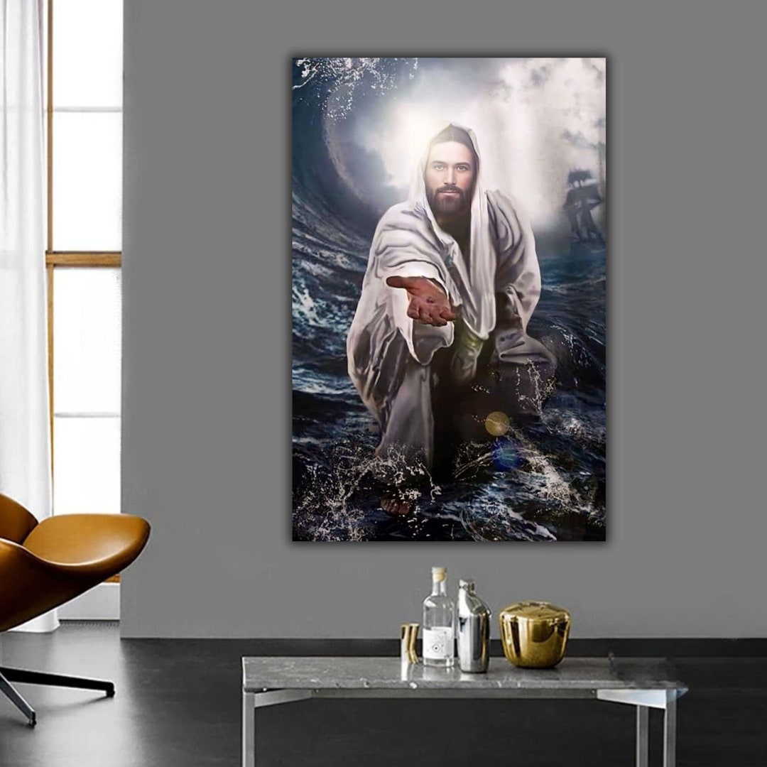 Jesus Reaching Hand Canvas Print, Jesus Give Me Hand, Jesus Wall Decor ...