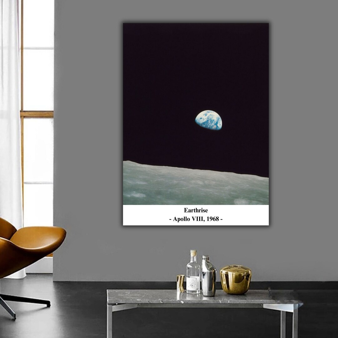 Earthrise Apollo 8 NASA Canvas Wall Art, Image of Earth From Moons ...