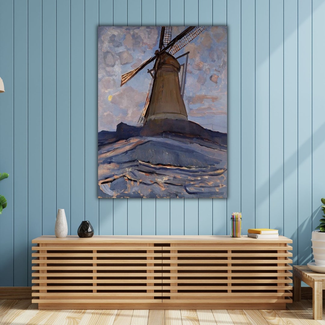 Windmill (1917) by Piet Mondriaan Wall Art, Piet Mondrian Canvas Print ...