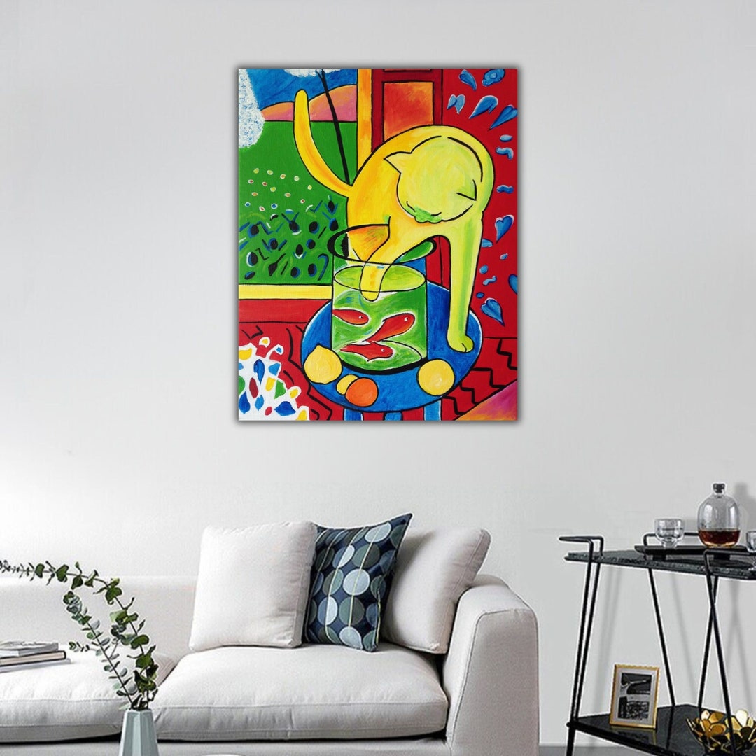 Cat With Red Fish Wall Art, Cat and Fish Canvas Print, Henri Matisse ...