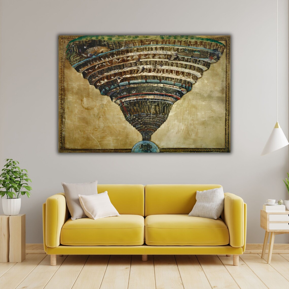 Map of Hell Canvas 1485 Print, Sandro Botticelli Wall Art, Divine ...