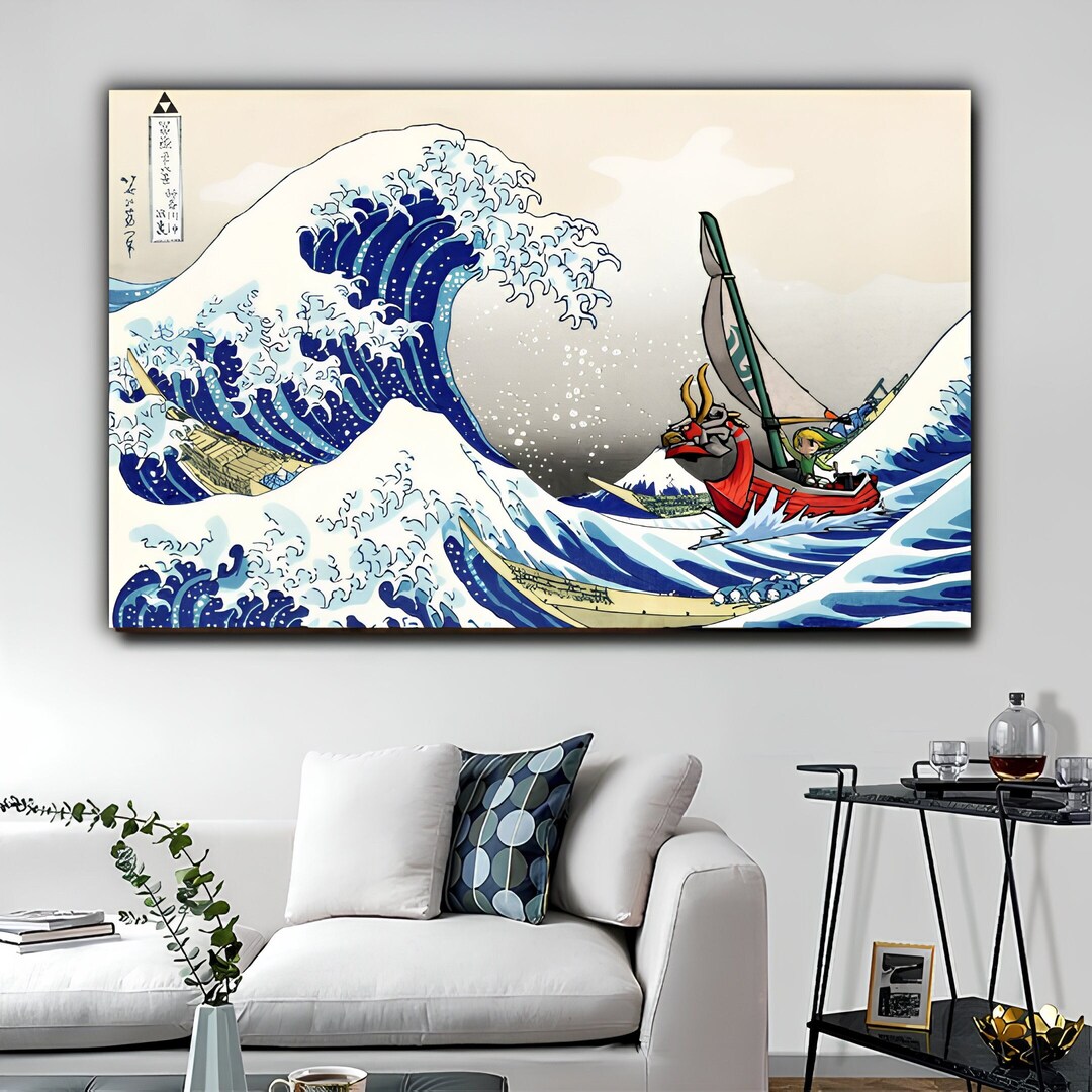 The Legend of Zelda Windwaker With Great Wave off Kanagawa Canvas Print ...