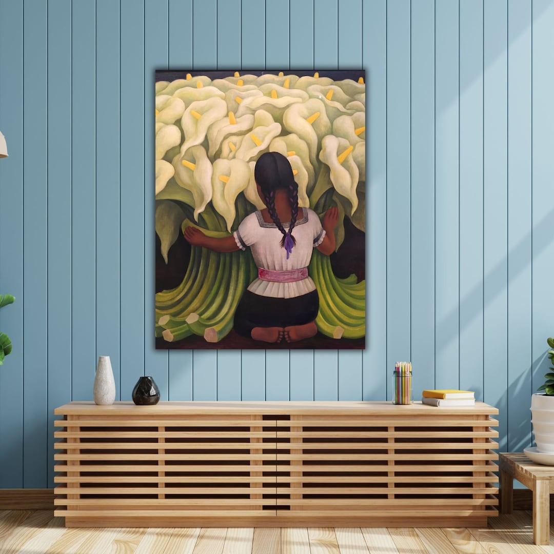 Mädchen mit Lilien von Diego Rivera Leinwanddruck, Calla von Diego ...