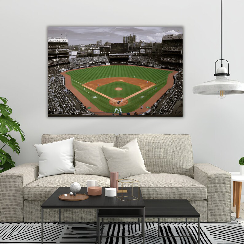 Yankee Stadium Canvas Wall Art, Yankees Baseball Black White Print ...